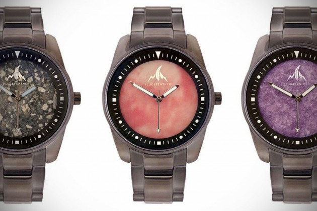 Plug & Feather Are Wrist Watches With Dial Face Crafted From Stones