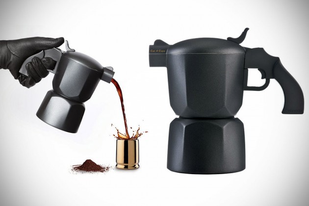 Noir Pistol-style Coffee Maker and Bullet Shell Espresso Cups Take “a ...
