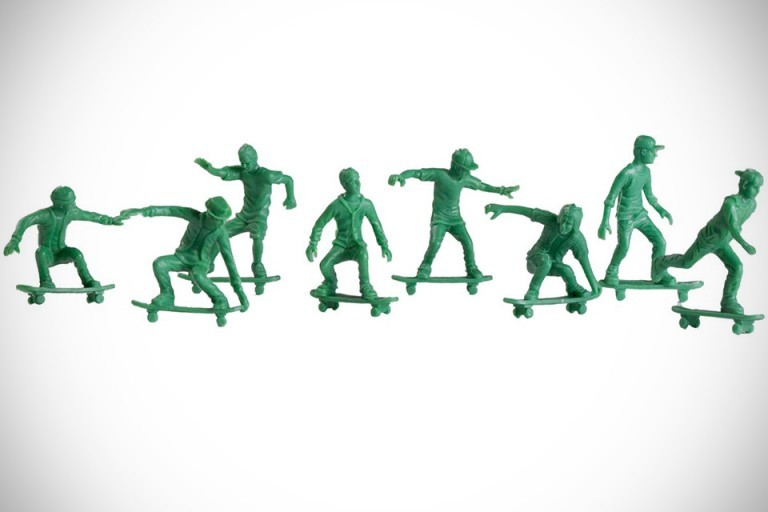Tiny Skateboarder Figures Styled Like Classic Green Army Men Toys