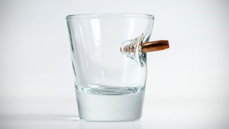 Shot Glass With Embedded Bullet Looks Like A Bullet Impact Captured At ...