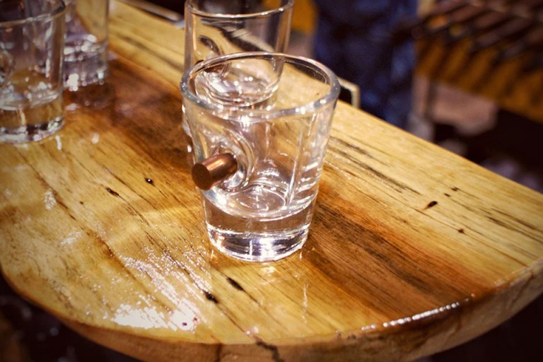 Shot Glass With Embedded Bullet Looks Like A Bullet Impact Captured At ...