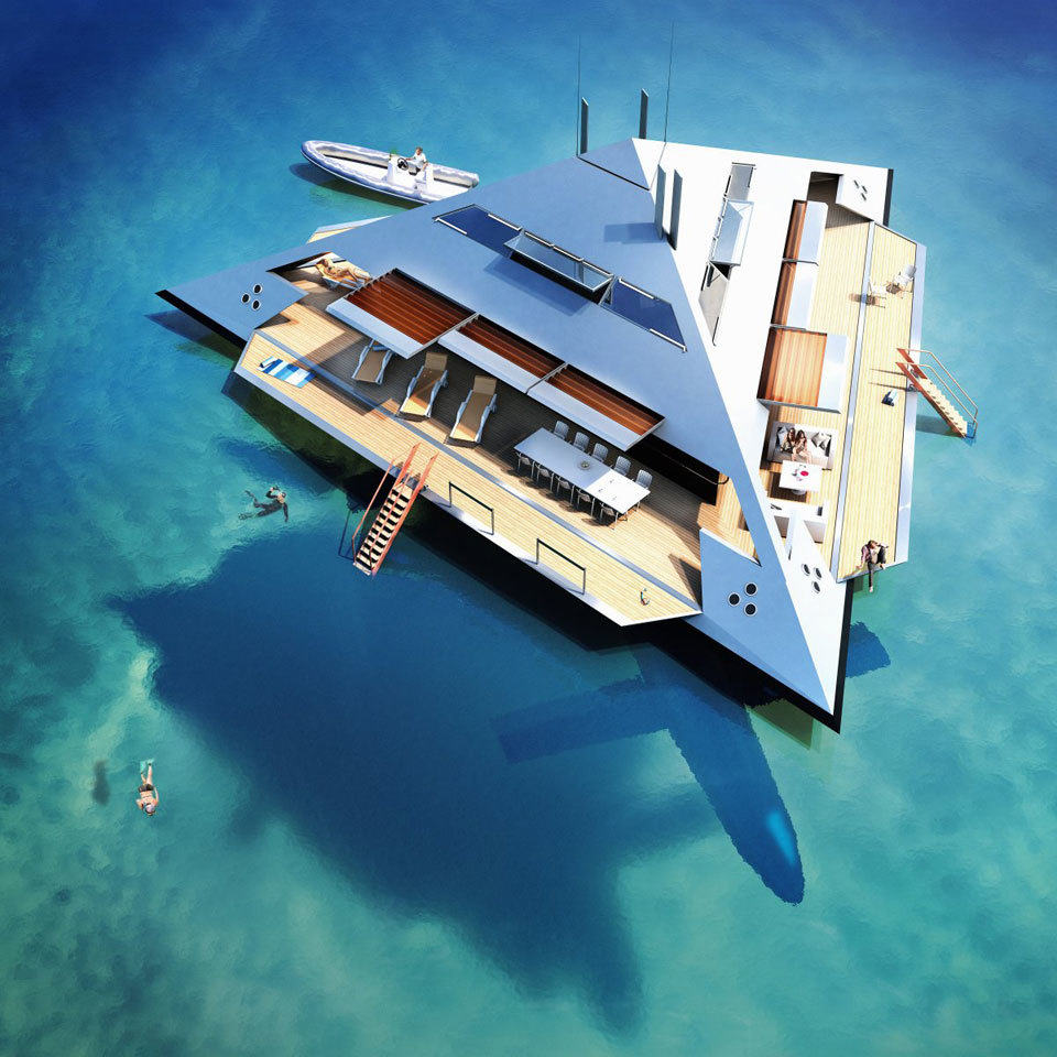 Pyramid-shaped Yacht Looks Like Star Destroyer Flying Above The Water